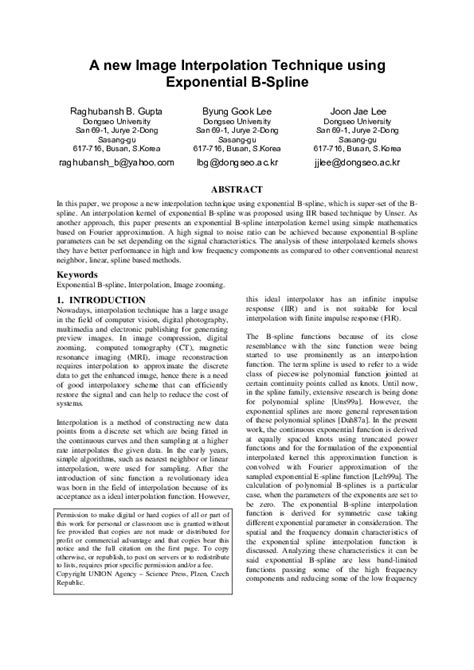 pdf a new image interpolation technique using exponential b spline