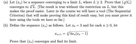 solved a let in be a sequence converging to a limit l