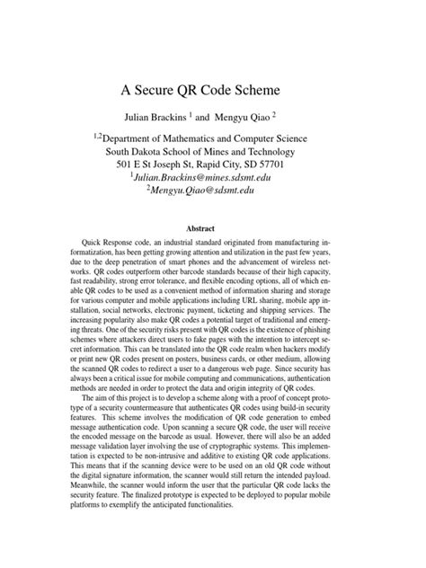 A Secure Qr Code Scheme Pdf Qr Code Error Detection And Correction