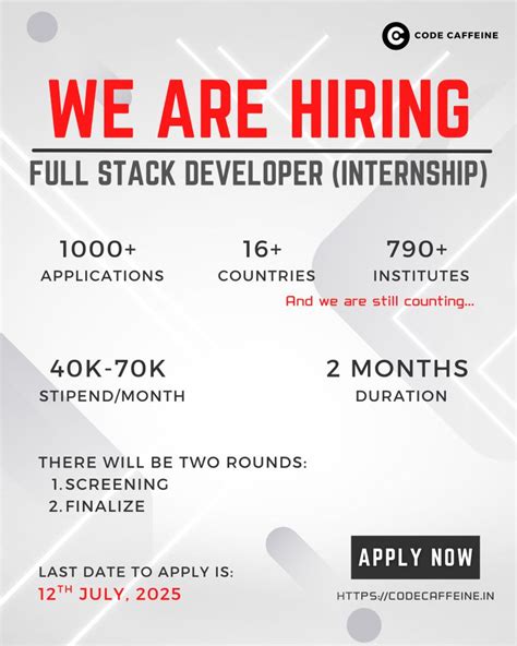 Codecaffeine Hiringinterns Fullstackdeveloper Techinternship Applynow Code Caffeine