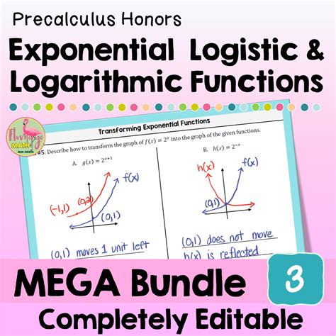 Exponential Logistic And Logarithmic Functions Mega Bundle Precalculus Honors Flamingo Math