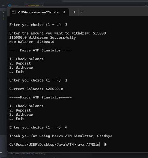 Created A Simple Atm Machine Simulator Using Java That Allows Users To Marvellous Adekunle