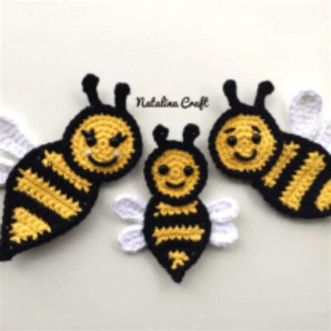 Bee Applique Crochet Pattern Free Natalina Craft