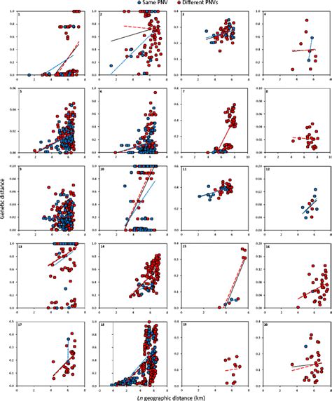 Population Pairwise Genetic Distances Divergence Y Axis Against Ln Download Scientific