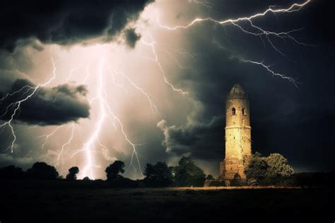 Premium Photo Lightning Striking A Field Of Sunflowers