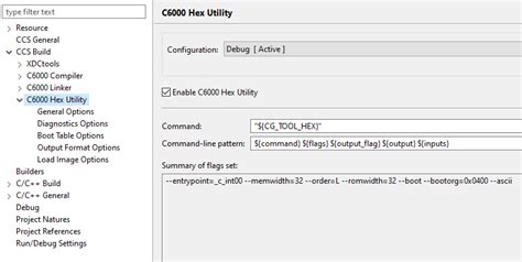 CCS TM4C123GH6PM Generating Binary File Bin Instead Of Intel Hex File Code Composer Studio