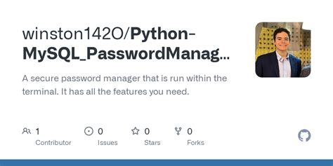 github winston142o python mysql passwordmanager a secure password manager that is run within