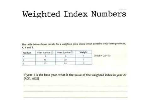 Weighted Index Numbers YouTube