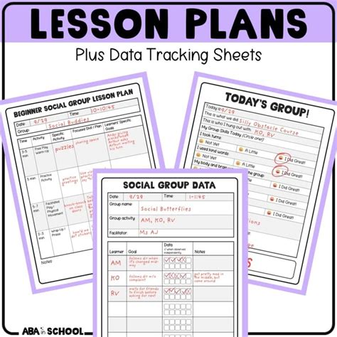 Social Skills Small Group Data Tracking Sheets Editable Lesson Plans