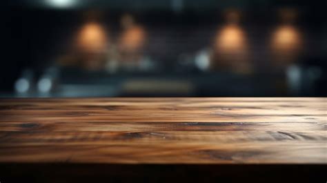 Premium Ai Image A Wooden Table With A Blurry Background