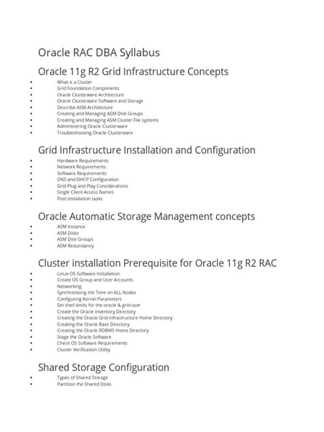 F Oracle Rac Dba Syllabus Pdf Computer Cluster Operating System