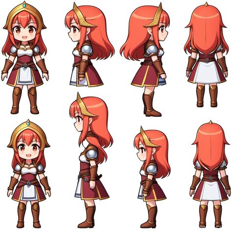 Chibi Anime Medieval Rpg Character Sprite Sheet Stable Diffusion Online