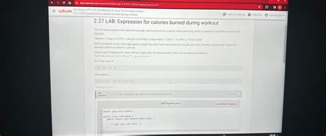 Solved LAB Expression For Calories Burned During Chegg