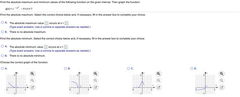 Solved Find The Absolute Maximum And Minimum Values Of The