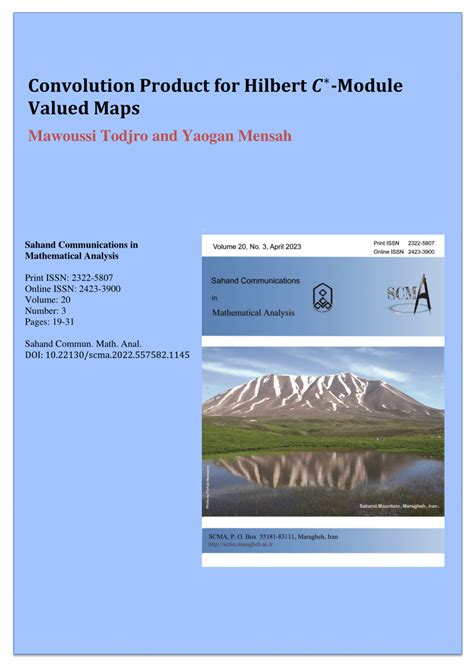 Pdf Convolution Product For Hilbert C Module Valued Maps