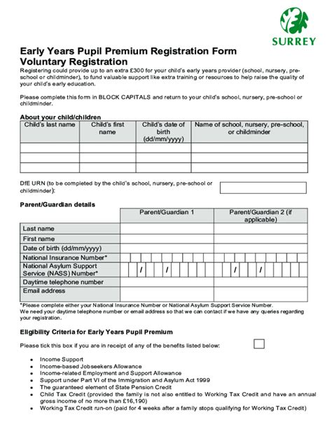 Fillable Online 2 A Early Years Pupil Premium Eypp Registration Form 1