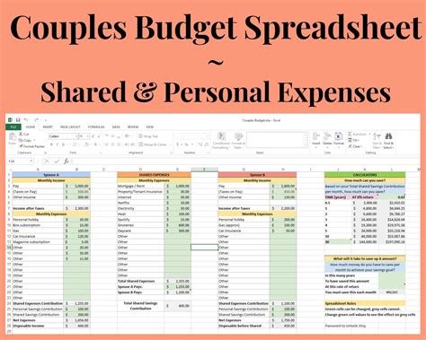 Customizable Couple Budget Template