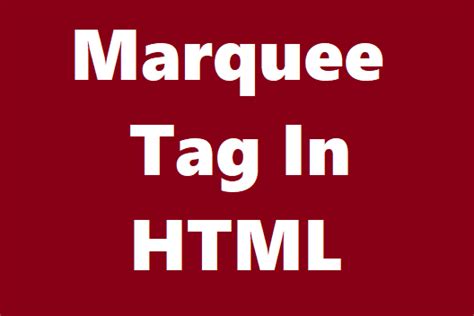Learn Marquee Tag In HTML With Example CrTr4U