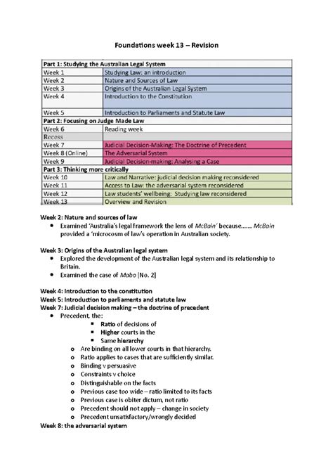 Foundations Week 13 Lecture Notes From Week 13 Foundations Week 13 Revision Week 2 Nature