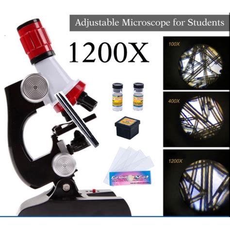 Latest 】 1200x Kit De Microscopio De Laboratorio Led Casa Escuela