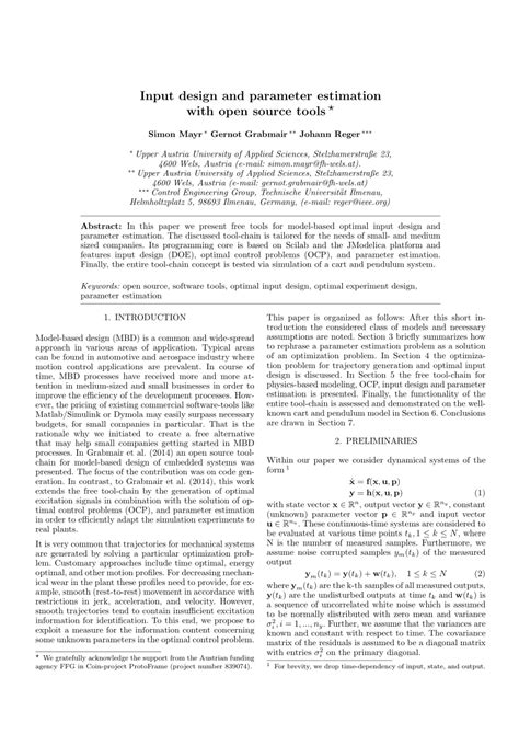 Pdf Input Design And Parameter Estimation With Open Source Tools