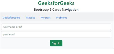 Bootstrap 5 Cards Navigation Geeksforgeeks