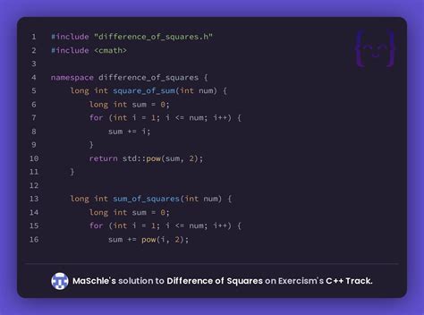 Maschles Solution For Difference Of Squares In C On Exercism