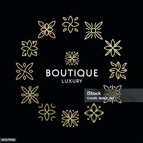 간단 하 고 우아한 꽃 모노 그램 디자인 서식 파일 우아한 선화 패턴 디자인 서식 파일 벡터 아이콘 일러스트 레이 션 현대 스타일 0명에 대한 스톡 벡터 아트 및 기타