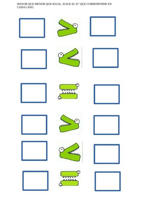 Mayor Que Menorque Igual Worksheet