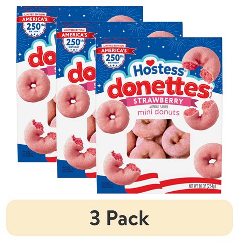 3 Pack Hostess Donettes Strawberry Artificially Flavored Mini Donuts