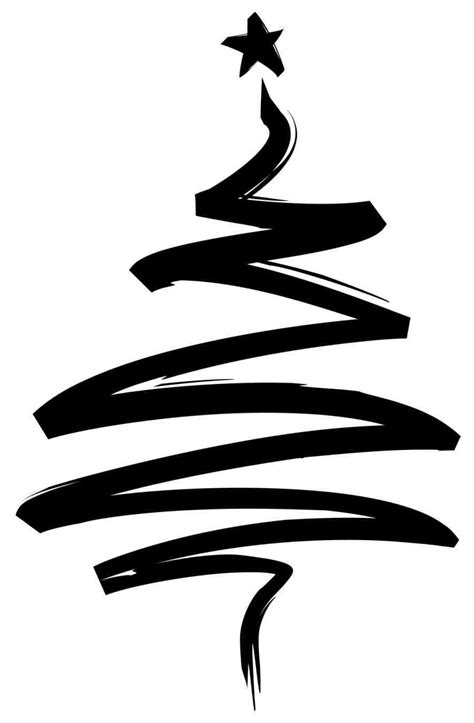 Printable Christmas Tree Clipart Black And White