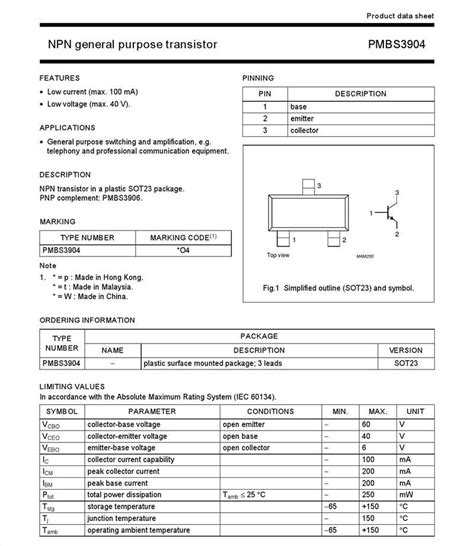 Nv Smd Transistor Datasheet Specifications And Features