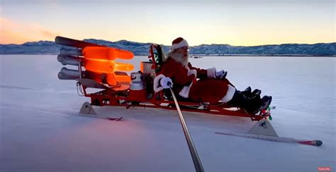 Santa Riding His Rocket Sleigh At The North Pole Borninspace