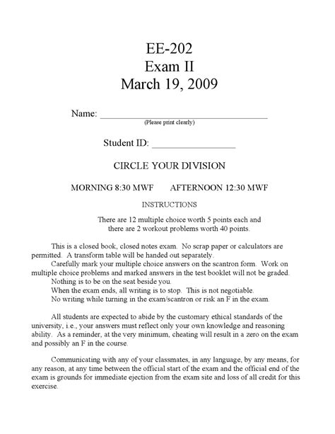 Linear Circuit Analysis Ii Solved Exam Ii Fall 2009 Ece 20200 Docsity
