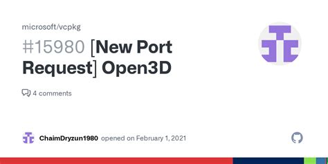 New Port Request Open3d · Issue 15980 · Microsoftvcpkg · Github