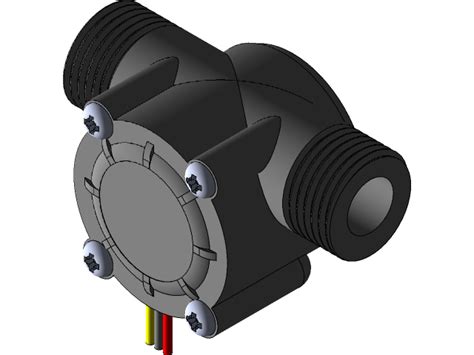 Water Flow Sensor YF S D CAD Model Library GrabCAD