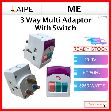 Sirim Way Adaptor Adapter With Switch Switches Extension Socket Switch Plug Charges Charging