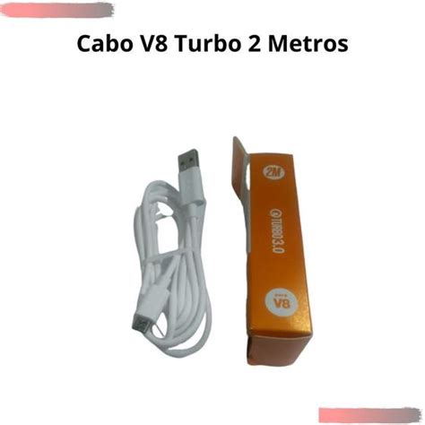 Cabo Micro Usb V Turbo Carregador Celulares Android Antigo Em Forte Com Metros Cor Branco