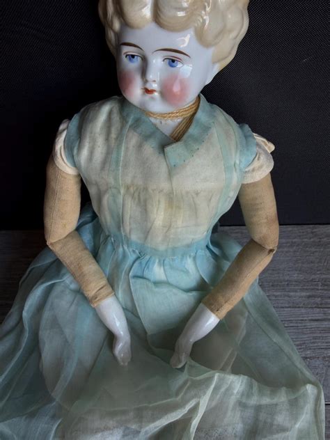 Antique China Head Doll 1890s Blonde Curly Head 20 Inch Etsy