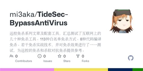 Github Mi3akatidesec Bypassantivirus 远控免杀系列文章及配套工具，汇总测试了互联网上的几十种免杀工具、113种白名单免杀方式、8种代码编译免杀、若干