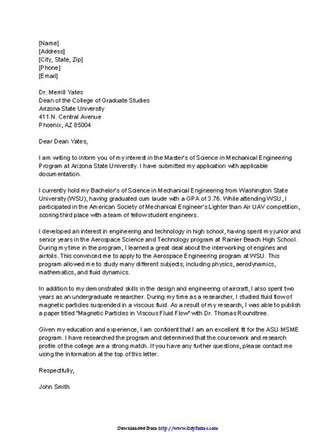 Letter Of Intent For Graduate Program PDFSimpli