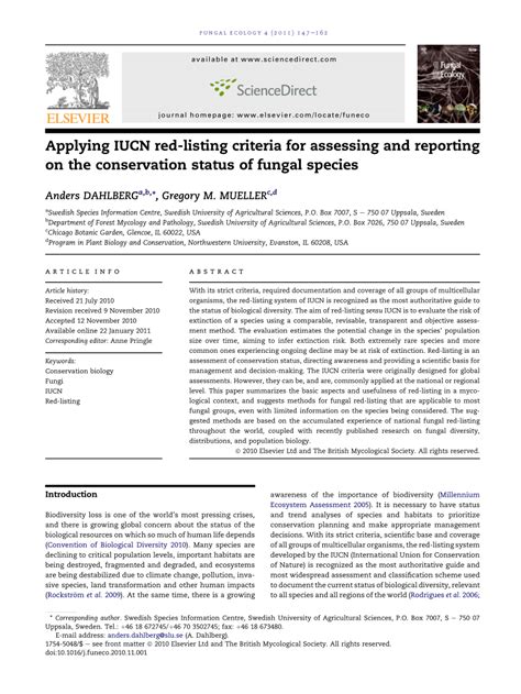 Pdf Applying Iucn Red Listing Criteria For Assessing And Reporting On The Conservation Status
