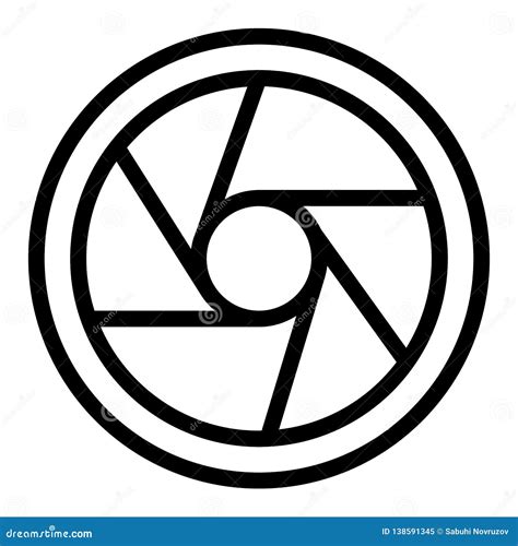 Photo Objective Line Icon Camera Aperture Vector Illustration Isolated On White Stock Vector