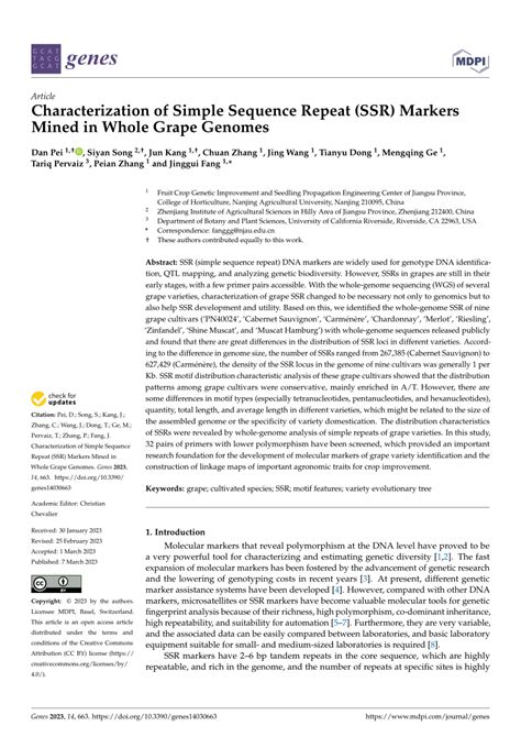 Pdf Characterization Of Simple Sequence Repeat Ssr Markers Mined In