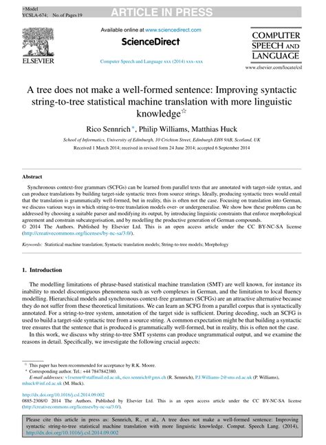 Pdf A Tree Does Not Make A Well Formed Sentence Improving Syntactic String To Tree
