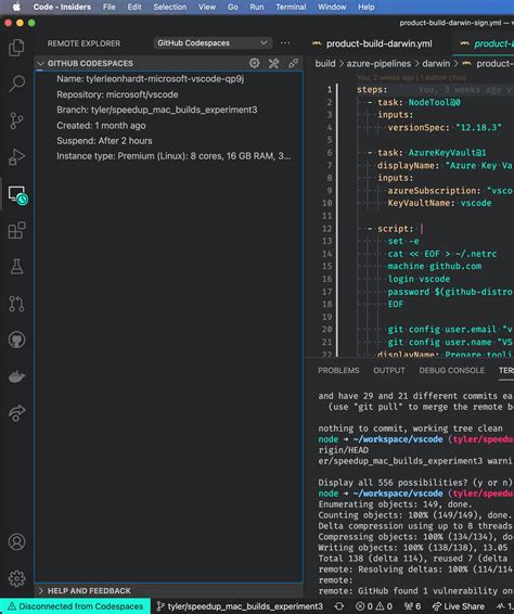 Unable To Click On Disconnect Button In Codespaces View When Disconnected From Codespace · Issue