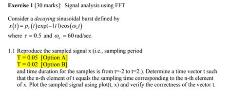 Exercise Marks Signal Analysis Using Fft Chegg Com