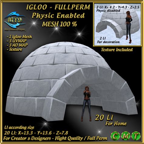 second life marketplace igloo mesh fullperm physic enabled