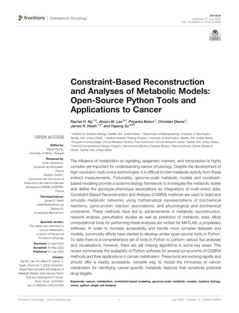 Pdf Constraint Based Reconstruction And Analyses Of Metabolic Models