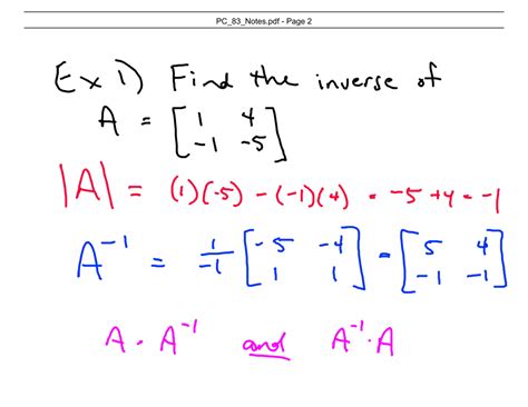 Pc 8 3 Notes Inverse Matrices Pdf